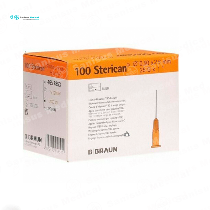 Aguja Sterican 25G x 1" 0,50 x 25mm Naranja BraunCaja 100 uds - Sanisus Medical