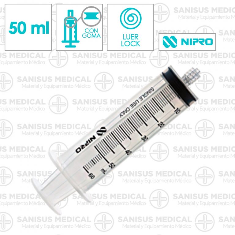 Jeringa 50ml 3 cuerpos Luer Lock céntrico Nipro Caja 30 uds - Sanisus Medical