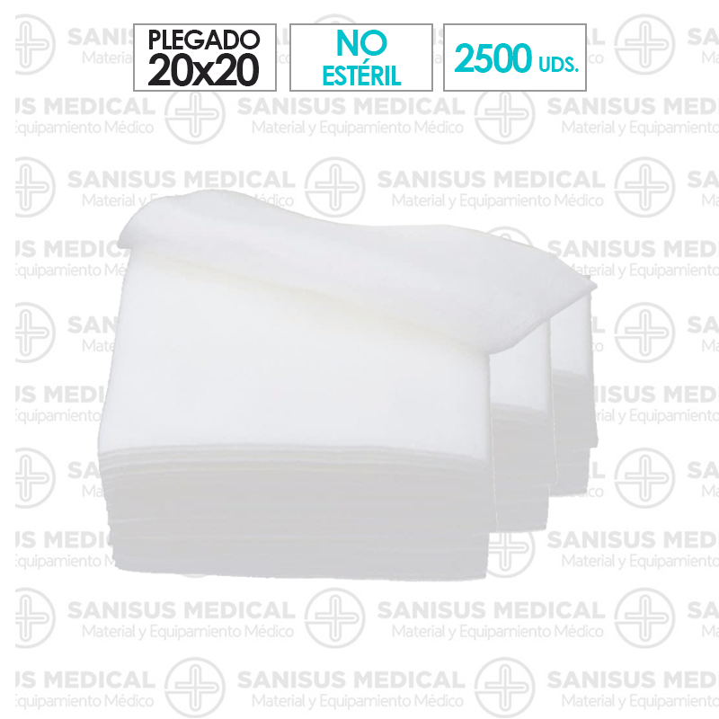 Pieza Gasas no Esteriles 20 x 20cm 17 hilos Caja 2500 uds - Sanisus Medical