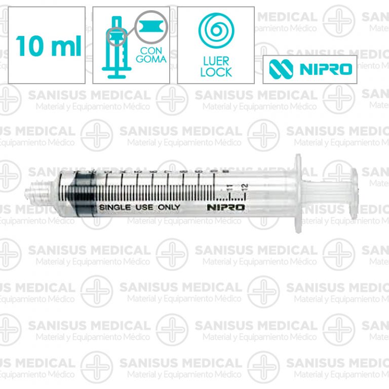 Jeringa 10ml 3 cuerpos Luer Lock Nipro 100 uds