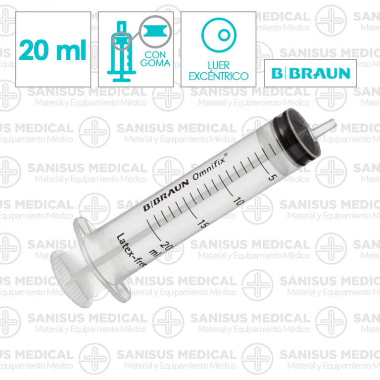 Jeringa Braun 20ml de 3 cuerpos Luer excéntrico Caja 100 Uds - Sanisus Medical