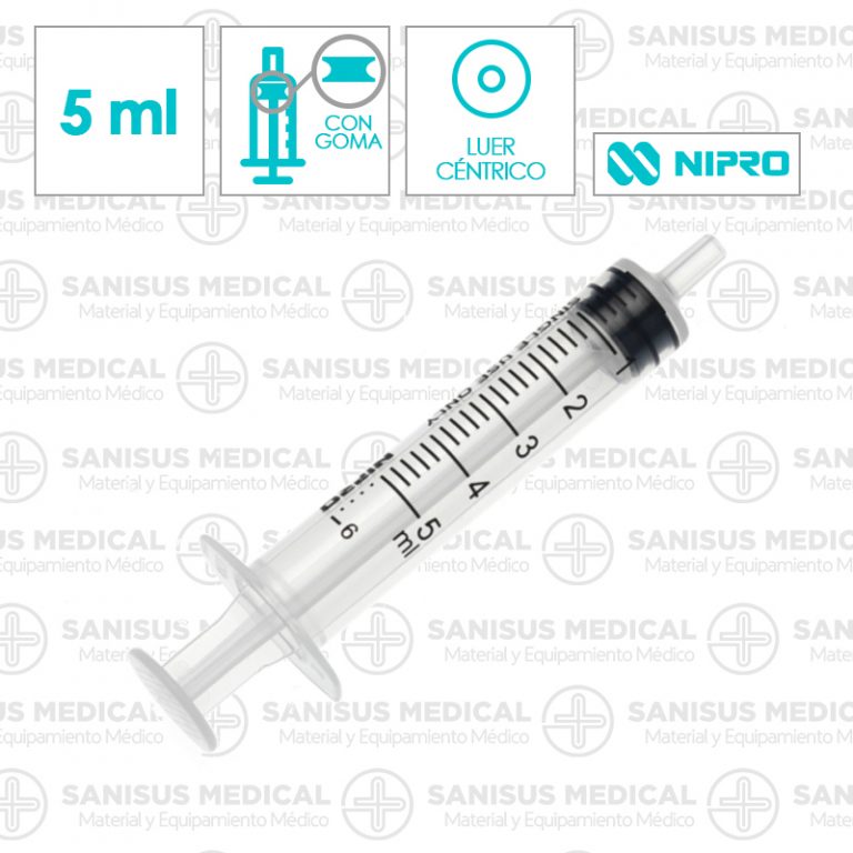 Jeringa 5ml de 3 cuerpos Luer céntrico Nipro Caja 100 Uds - Sanisus Medical