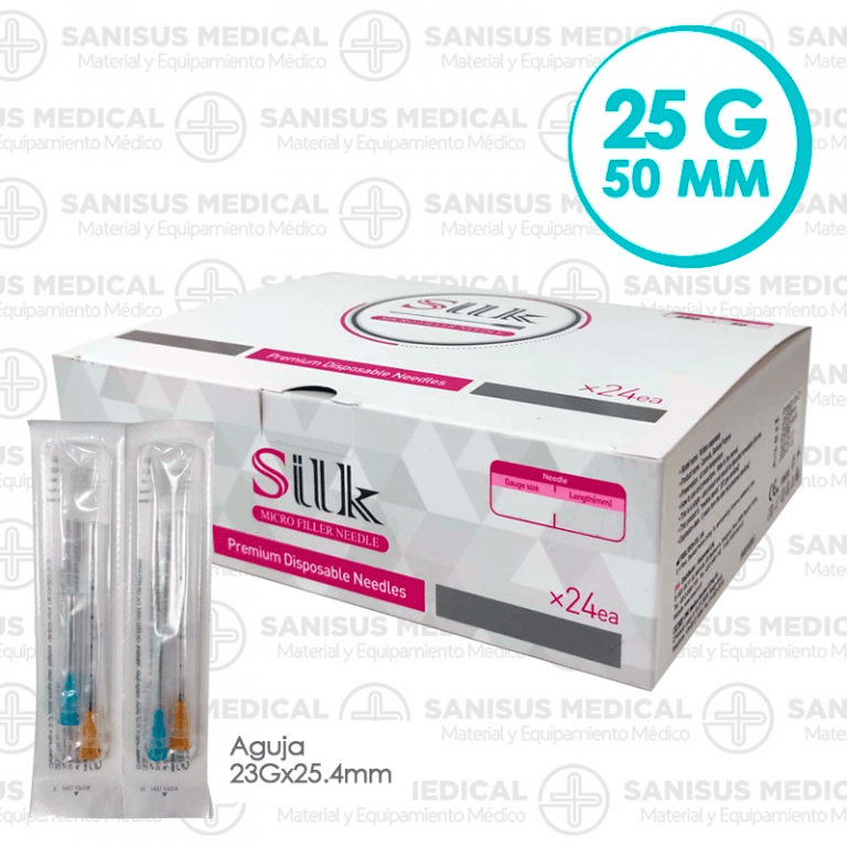 Cánula rígida ultrafina Silk 25G x 50mm Caja de 24 uds.