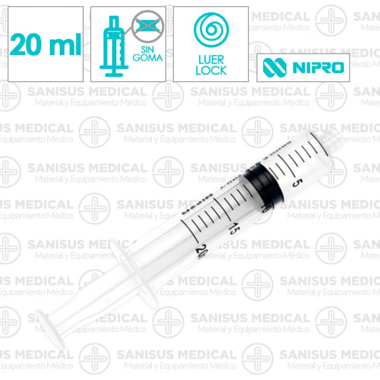 Jeringa 20ml 3 cuerpos Luer Lock Nipro Caja 50 uds - Sanisus Medical
