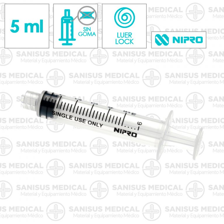 Jeringa 5ml 3 cuerpos Luer Lock Nipro Caja 100 uds - Sanisus Medical