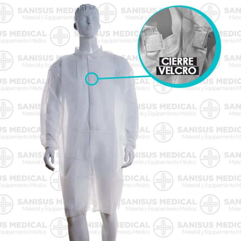 Bata blanca cierre velcro 35gr. Bolsa 10 uds - Sanisus Medical
