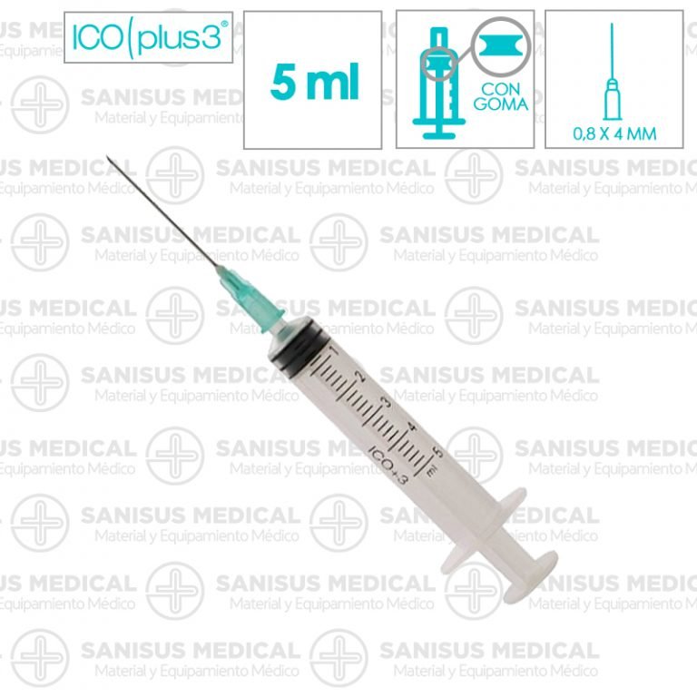 Jeringa insulina 5ml con aguja 21G 0,8x40mm Ico Plus 3