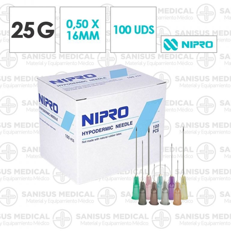 Agujas Nipro 25G 0,50mm x 16mm Ref: HN-2516-ET Caja 100 uds - Sanisus Medical