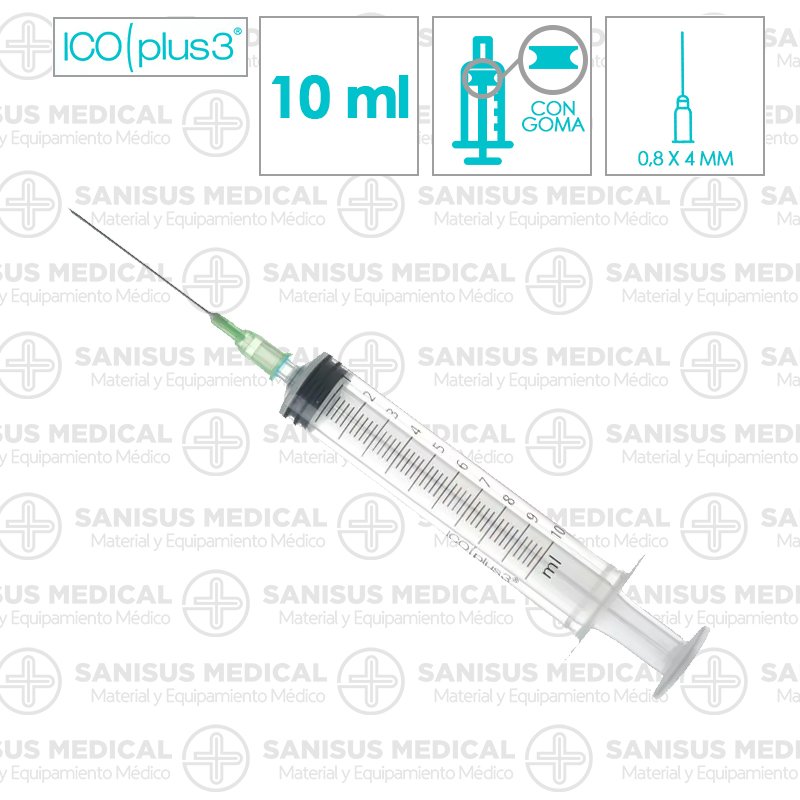 Jeringa 10ml con aguja 21G 0,8x40mm Ico Plus 3 Caja 100 uds - Sanisus Medical
