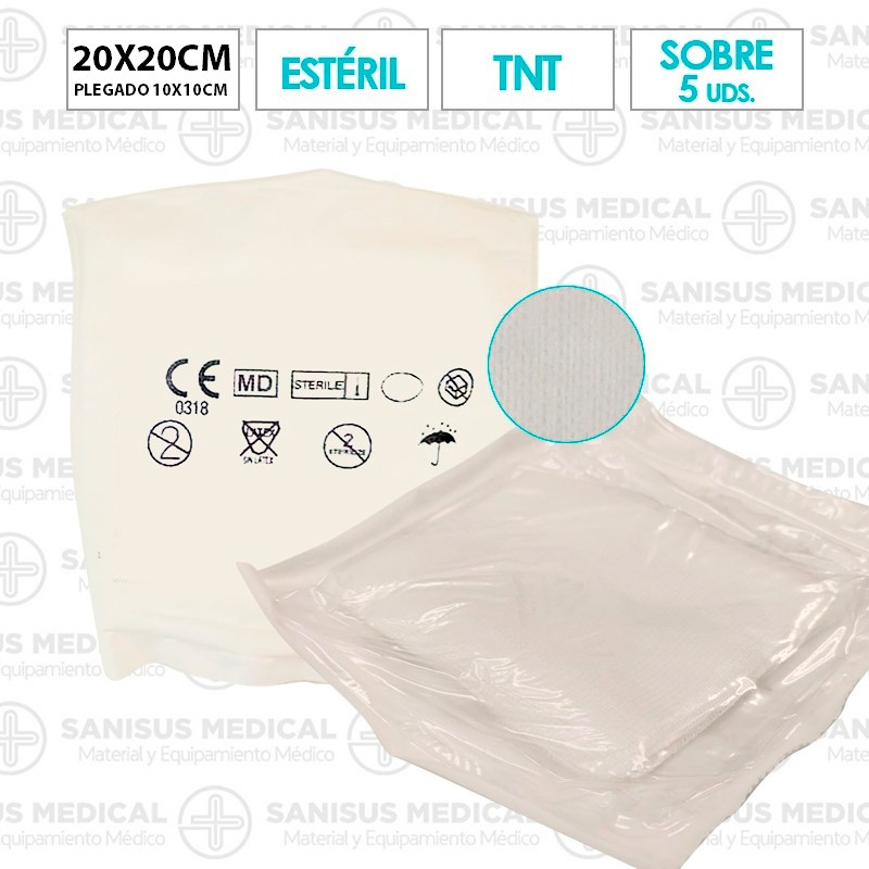 Gasa Esteril TNT 20 x 20 cm 4 capas Sobre 5 uds - Sanisus Medical